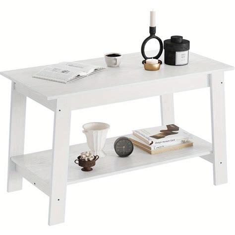 Modern Farmhouse Industrial Coffee Table With 2 Tier Storage Shelves