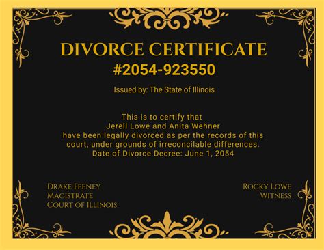 Free Joke Divorce Certificate Template To Edit Online