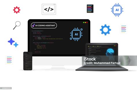 Programming And Coding With The Help Of Artificial Intelligence Concept On Different Devices