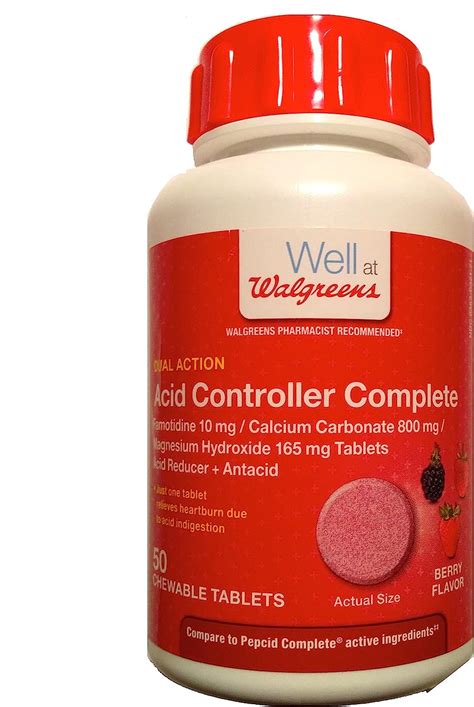 Walgreens Acid Controller Complete Chewable Tablets 50 Tablets Berry