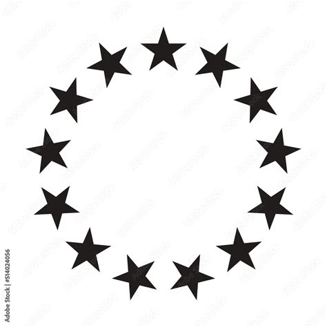 Betsy Ross 13 Stars Circle Pattern Stencil Clipart Image Isolated On