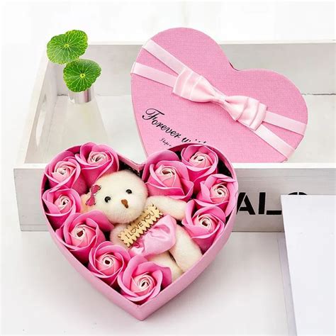 10 Soap Flower Rose T Box Bear Christmas Girlfriend Birthday Wedding