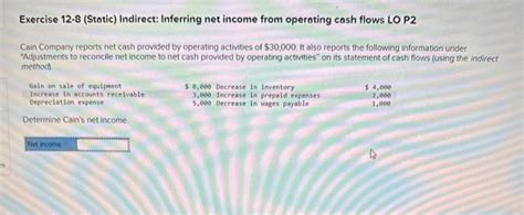 solved exercise 12 8 static indirect inferring net income