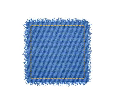 Denim Square Shape With Stitches Torn Jean Patch With Seam Vector