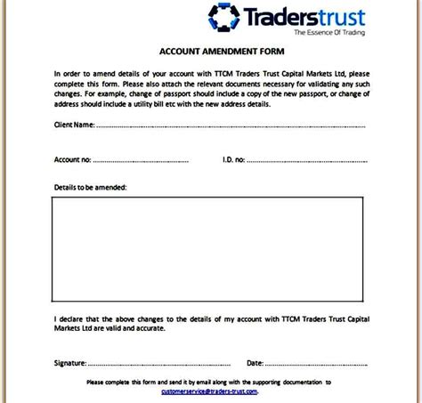 Trust Amendment Template