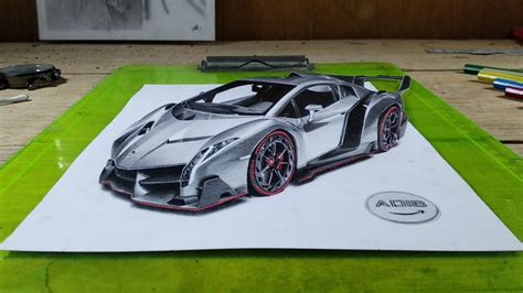 Drawing Lamborghini Veneno 3d Drawing Time Lapse Youtube
