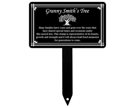 Personalized Tree Memorial Plaque Sturdy Metal Garden Marker Etsy