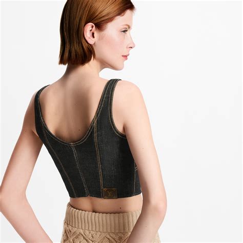 Topstitched Denim Crop Top Women Ready To Wear Louis Vuitton