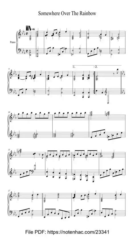 Sheet Pdf Piano Somewhere Over The Rainbow Level Advanced Free Pdf
