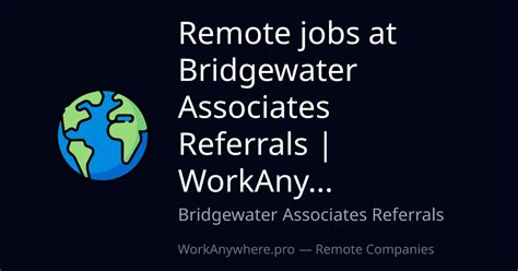 Remote Jobs At Bridgewater Associates Referrals Workany