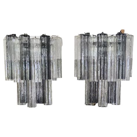 Large Pair Murano Tonchi Glass Tubes Wall Sconces For Sale At 1stdibs