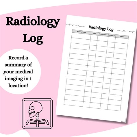 Radiology Log Digital Downloads Medical Imaging Radiology Tracker X