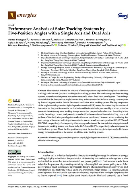 Pdf Performance Analysis Of Solar Tracking Systems By Five Position
