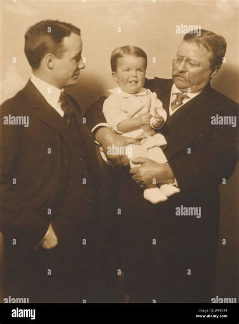 Theodore Roosevelt Holding Grandson Cornelius As Theodore Roosevelt Jr Looks On Photograph