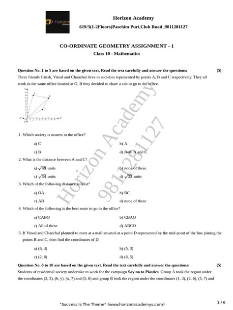 Class 10 Coordinate Geometry Pdf Triangle Triangle Geometry
