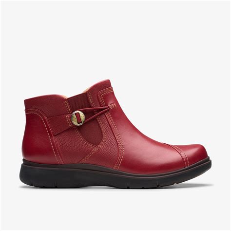 Womens Certina Joy Red Leather Ankle Boots Clarks