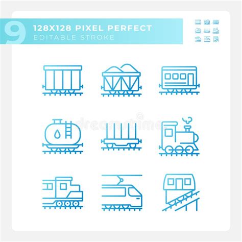Railway Logistics Pixel Perfect Gradient Linear Vector Icons Set Stock Vector Illustration Of
