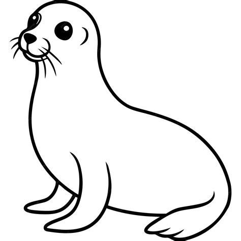 A Cartoon Drawing Of A Seal With A White Face And A Black Outline
