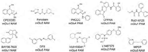 Chemical Structures Of Mglu Receptor Allosteric Ligands Download