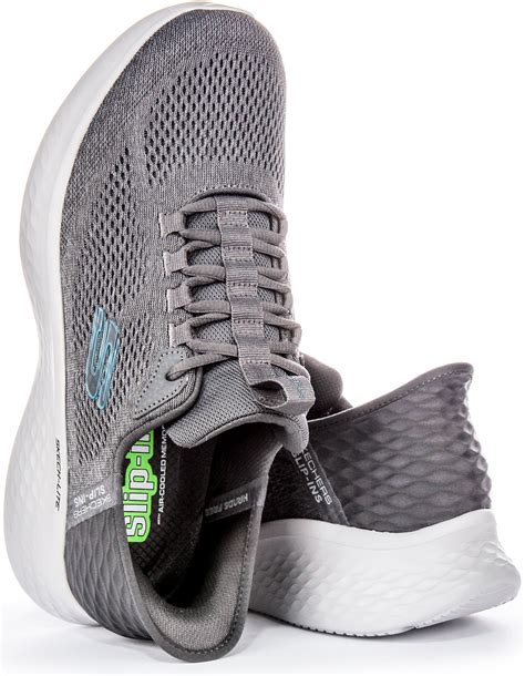 Skechers Skech Lite Pro In Charcoal For Men Vegan Slip Trainers