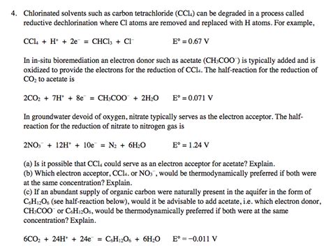 Solved Chlorinated Solvents Such As Carbon Tetrachloride