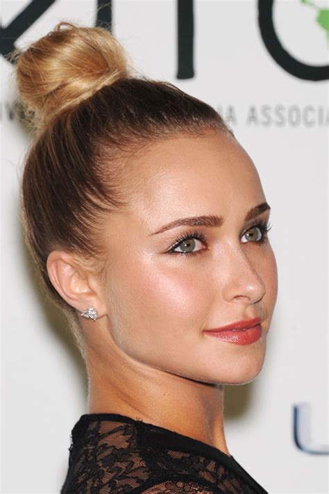 Hayden Panettiere Straight Light Brown Bun Ombré Hairstyle Steal Her Style