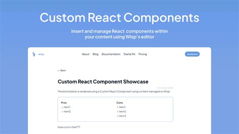 Custom React Component Wisp Cms
