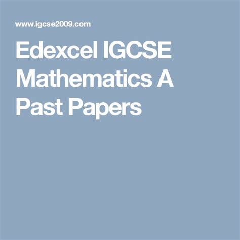 Edexcel Igcse Mathematics A Past Papers Past Papers Mathematics