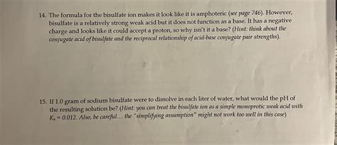 Solved 14 The Formula For The Bisulfate Ion Makes It Look