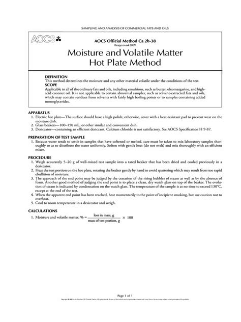 aocs official method ca 2b 38 pdf water boiling