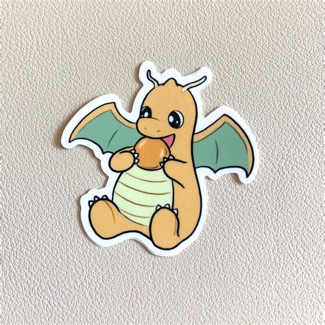 Cute Dragonite Eating Pancake Vinyl Matte Sticker Etsy
