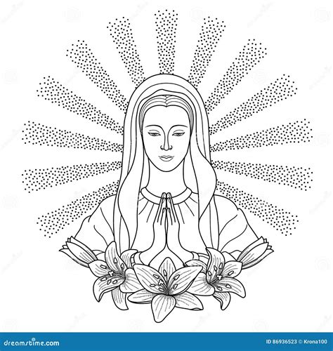 Praying Virgin Mary Stock Vector Illustration Of Black 86936523