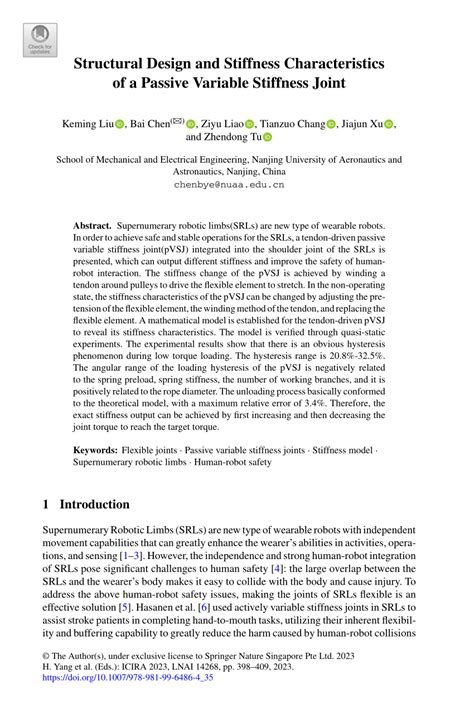 Pdf Structural Design And Stiffness Characteristics Of A Passive Variable Stiffness Joint