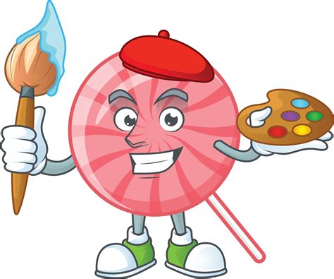 Pink Round Lollipop Cartoon Character Style 20073840 Vector Art At Vecteezy
