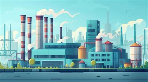 Industrial Complex Overview Of Factories And Manufacturing Zones Illustration Premium Ai