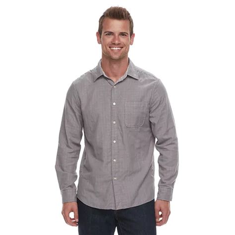 Mens Sonoma Goods For Life® Modern Fit Long Sleeve Double Weave Button