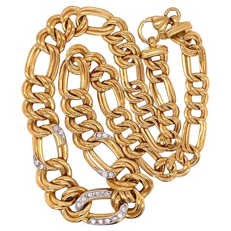 Chunky Style Curb Cuban Link Chain Necklace 18k Yellow Gold For Sale At
