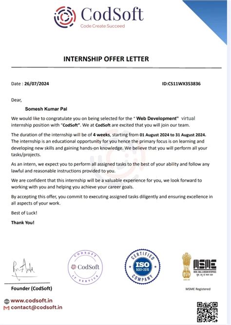 Somesh Kumar Pal On Linkedin Webdevelopment Internship Codsoft