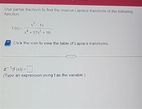solved use partial fractions to find the inverse laplace