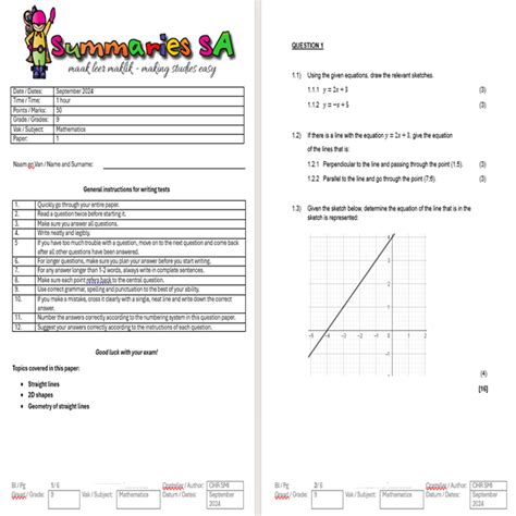 Grade 9 Mathematics September Paper