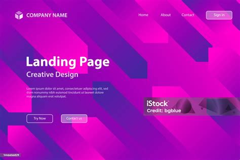 방문 페이지 템플릿 기하학적 모양의 추상적 인 디자인 트렌디 한 보라색 그라데이션 그라데이션에 대한 스톡 벡터 아트 및 기타