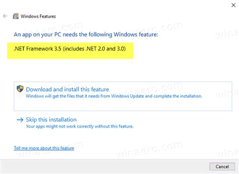 Install Net Framework 3 5 In Windows 10