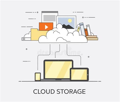 Computer Device Data Cloud Storage Security Flat Design Illustration Stock Illustration