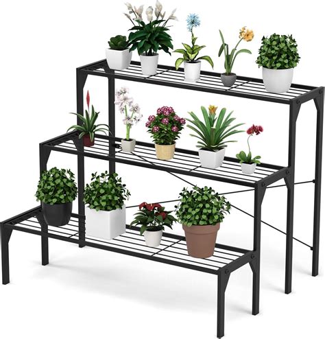 Costway 3 Tier Plant Stand Stair Style Metal Flowers Pot Holder