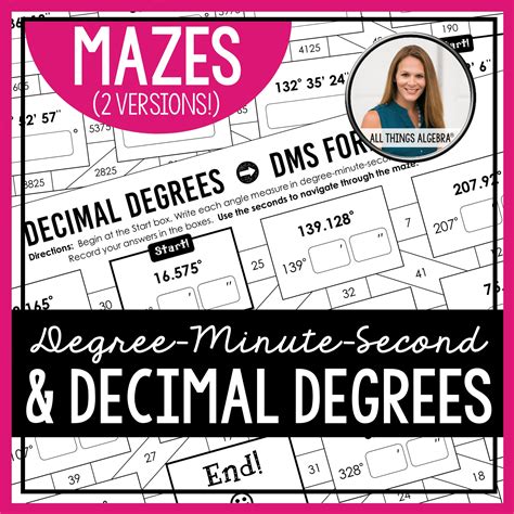 Degrees Minutes Seconds Dms And Decimal Degrees Dd Mazes All Things Algebra®