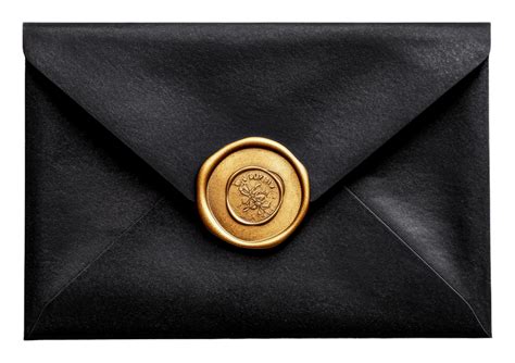 Elegant Black Envelope Sealed With Gold Wax 51015255 Png