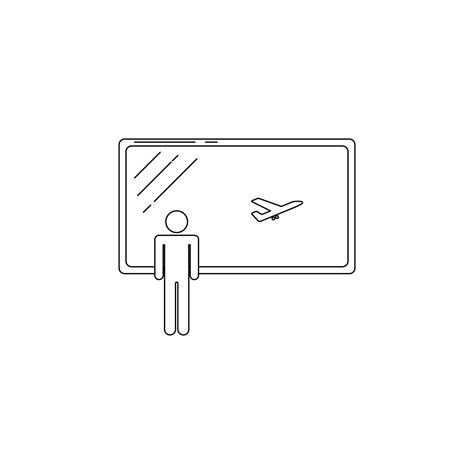 Look At Departing Aircraft From The Airport Vector Icon Illustration