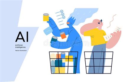 Artificial Intelligence Flat Vector Illustration Shopping Stock