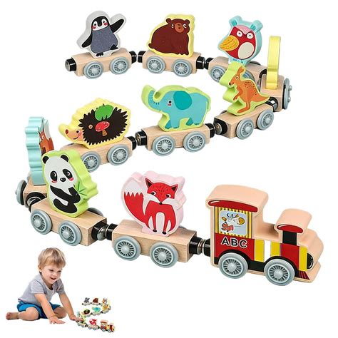 Wooden Magnetic 11 Joint Small Train Toy Creative Magnetic Train For