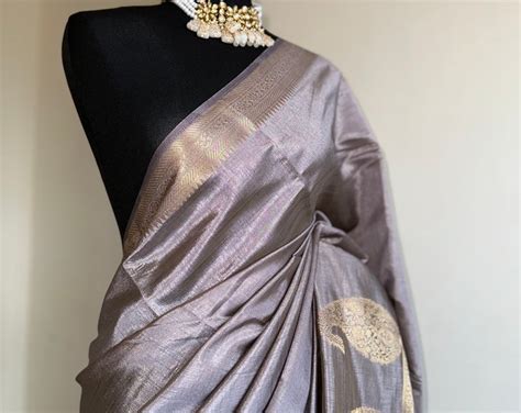 Mint Green Soft Semi Tussar Raw Silk Saree With Unstitched Blouse Gold